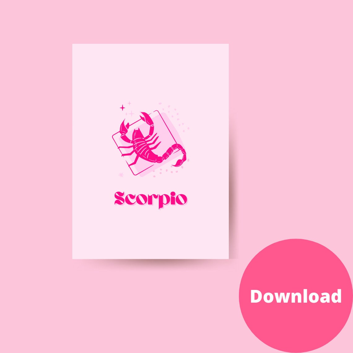 Scorpio Zodiac Sign Wall Art, Pink Wall Art, Preppy Room Decor, Custom ...