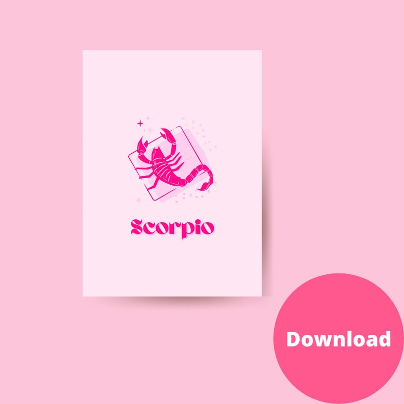 Pink Scorpio Zodiac Sign Wall Art: Preppy Room Decor (printable) - Etsy