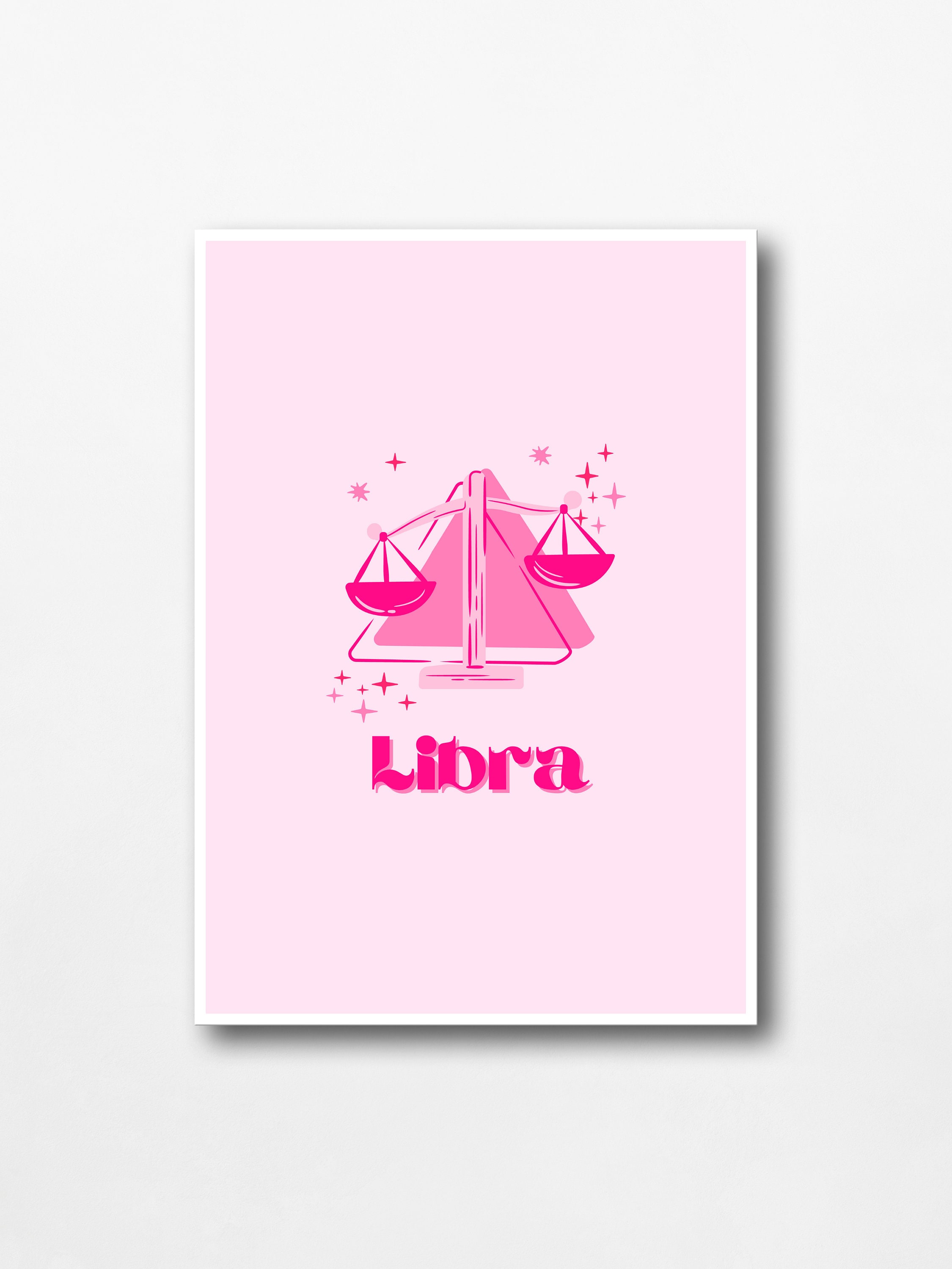 Libra Zodiac Sign Wall Art, Pink Wall Art, Preppy Wall Art, Pink Room ...