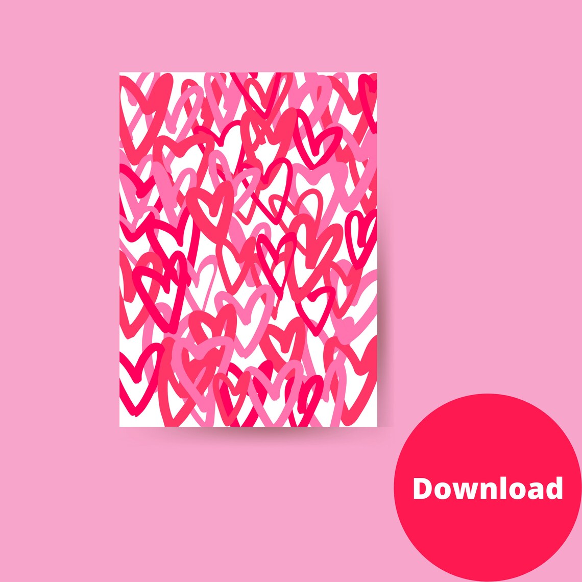 Pink Preppy Hearts Wall Art Print Dorm Room Decor Bedroom - Etsy