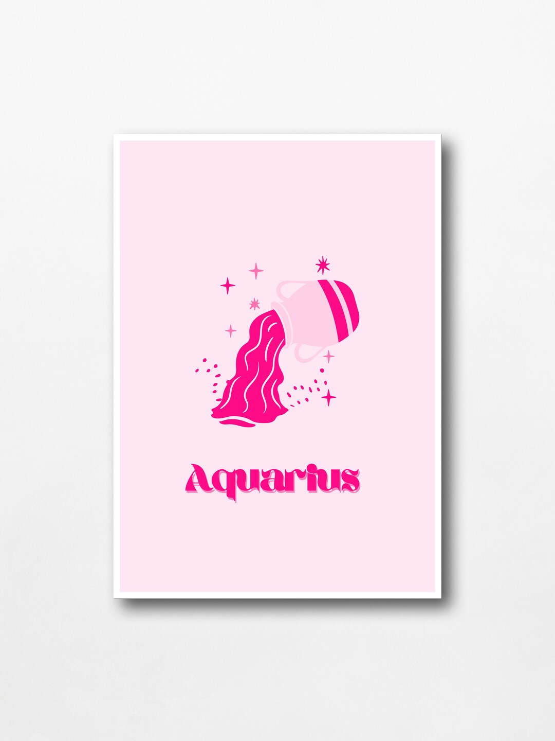 Pink Aquarius Zodiac Sign Wall Art: Preppy Room Decor (printable PNG ...
