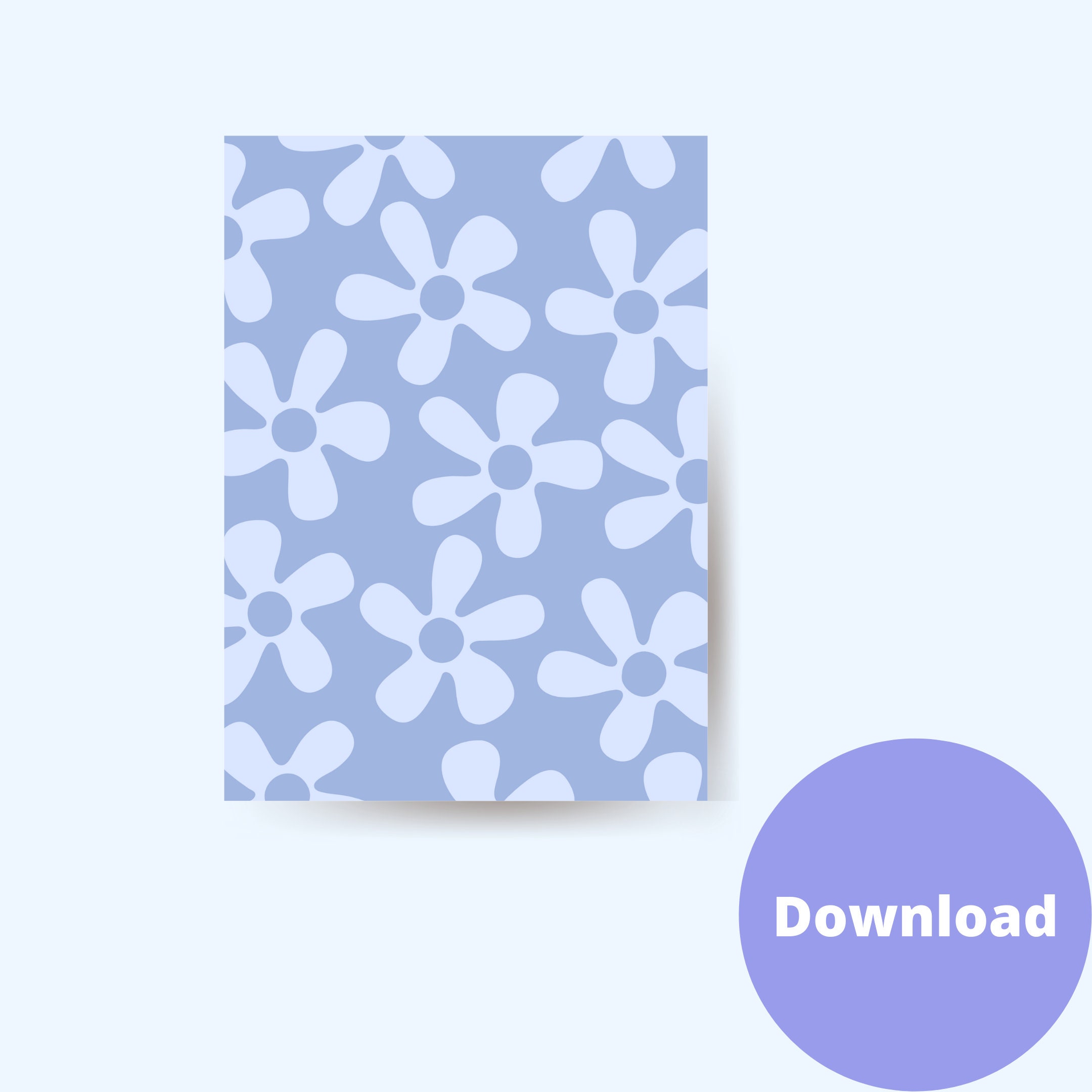 Preppy Blue Flower Wall Art Aesthetic Wall Decor Bedroom - Etsy Australia