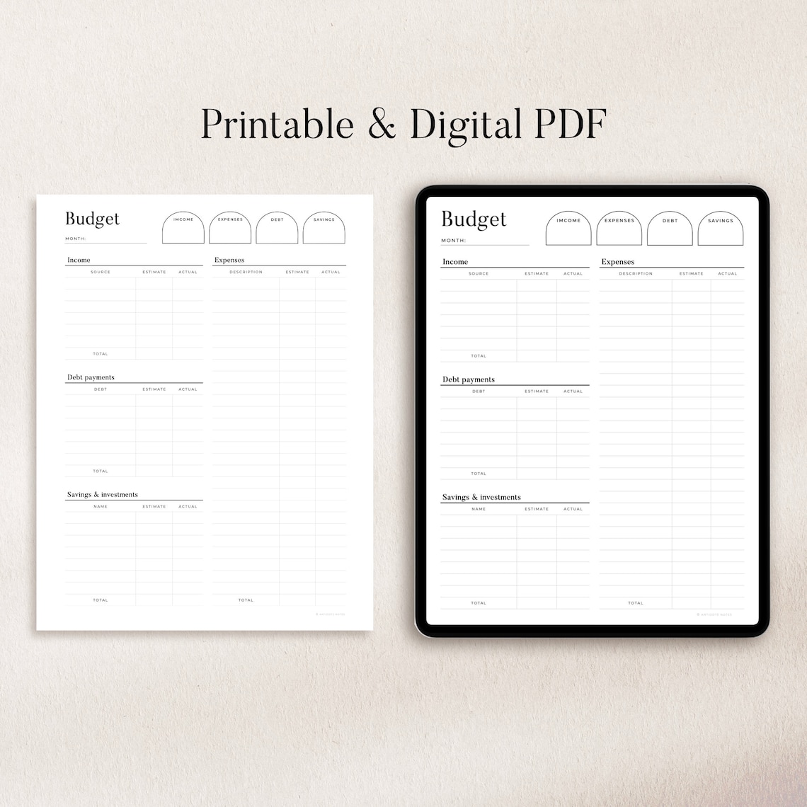 Monthly Budget Tracker, PRINTABLE PDF, A4, Letter, Digital Goodnotes ...