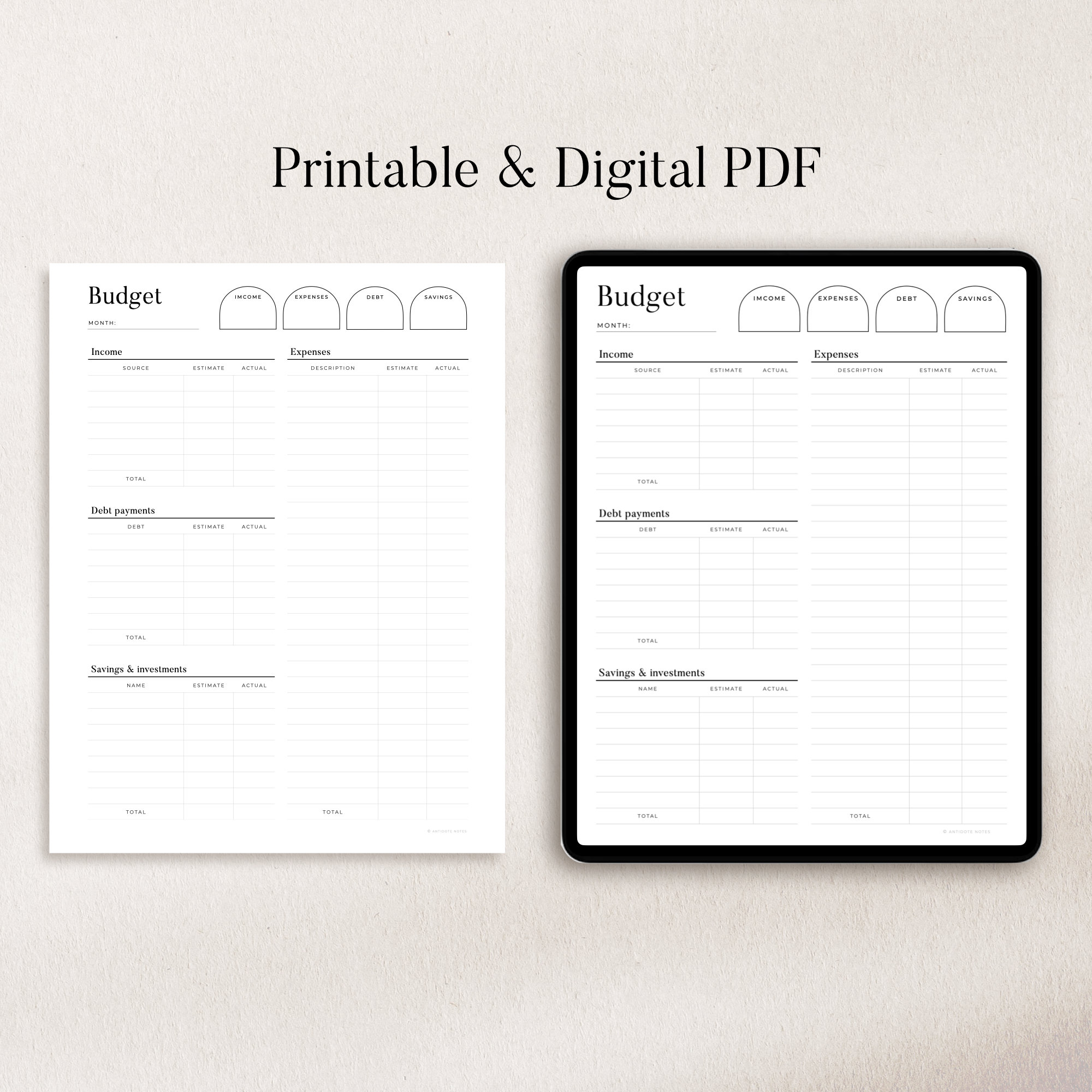 Monthly Budget Tracker, PRINTABLE PDF, A4, Letter, Digital Goodnotes ...