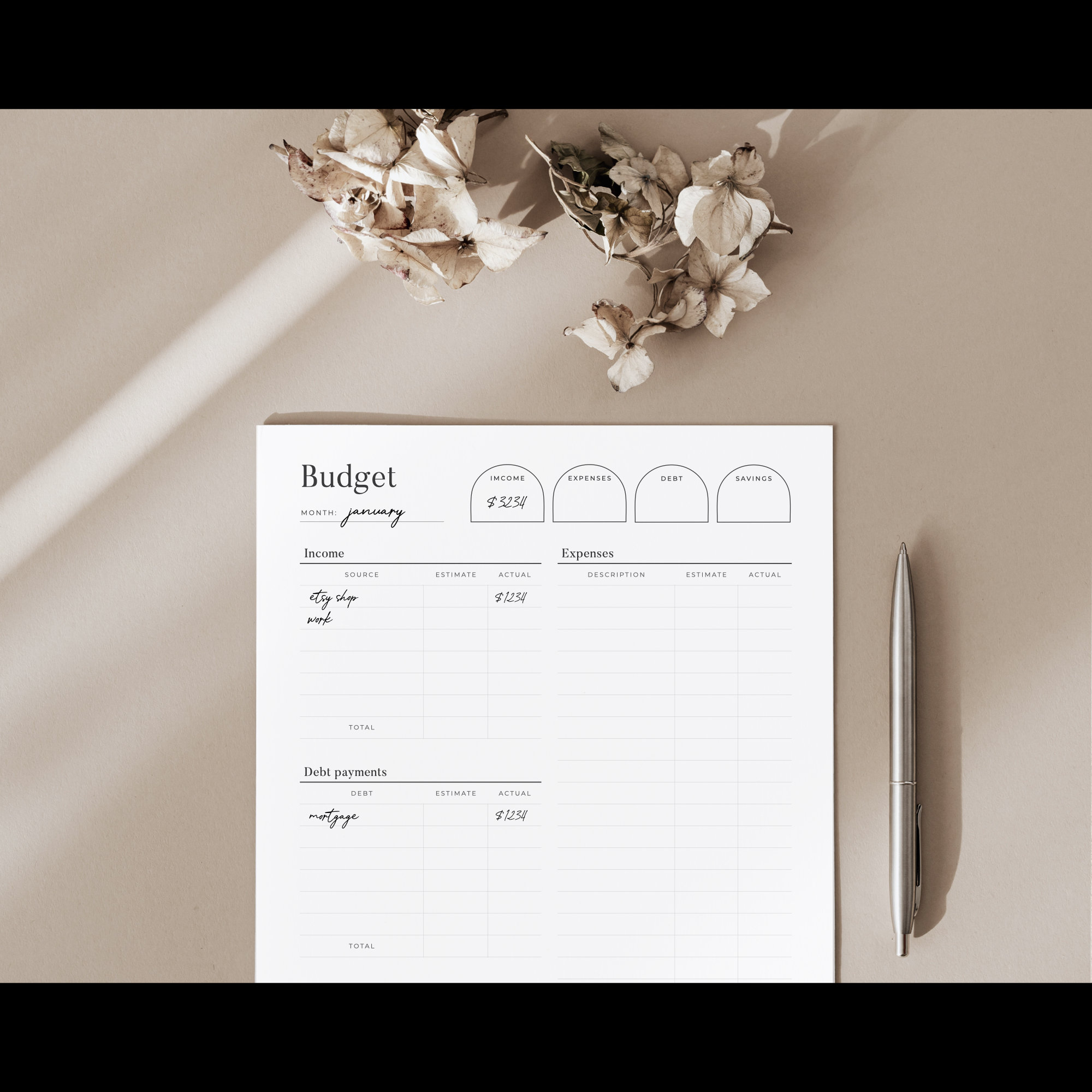 Monthly Budget Tracker, PRINTABLE PDF, A4, Letter, Digital Goodnotes ...