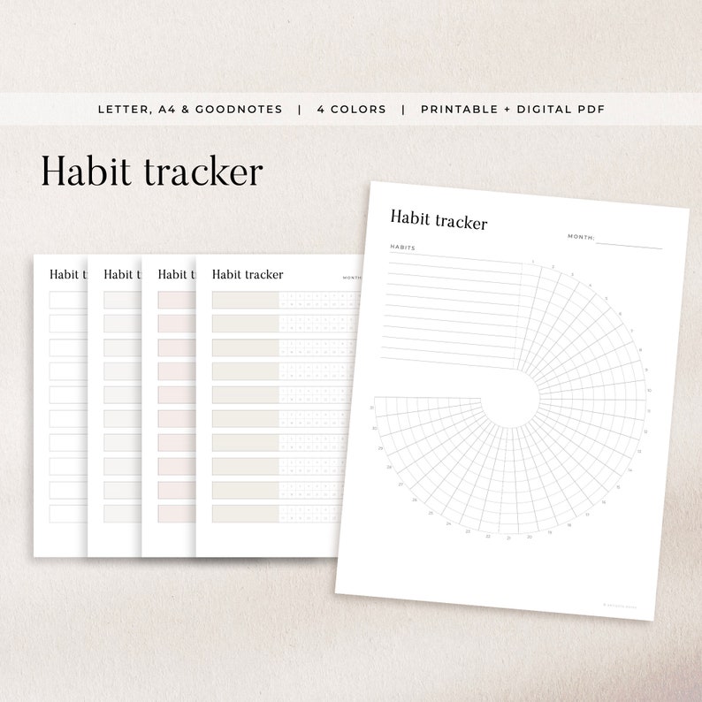 Habit Tracker, PRINTABLE PDF, A4, Letter, Digital Goodnotes Template - Etsy