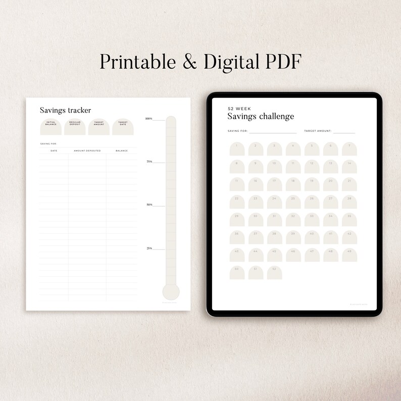 Savings Tracker, 52 Week Challenge, PRINTABLE PDF, A4, Letter, Digital ...