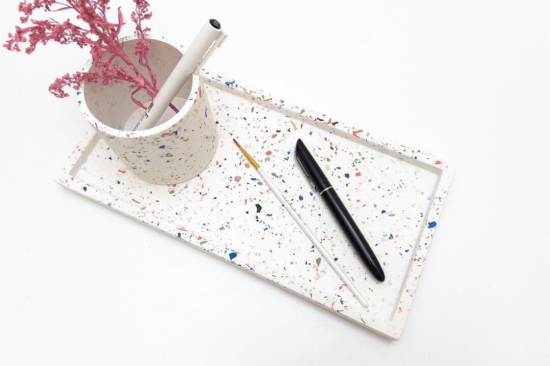 Rectangular Terrazzo Trinket Tray for Trinkets // Coffee Table Tray ...