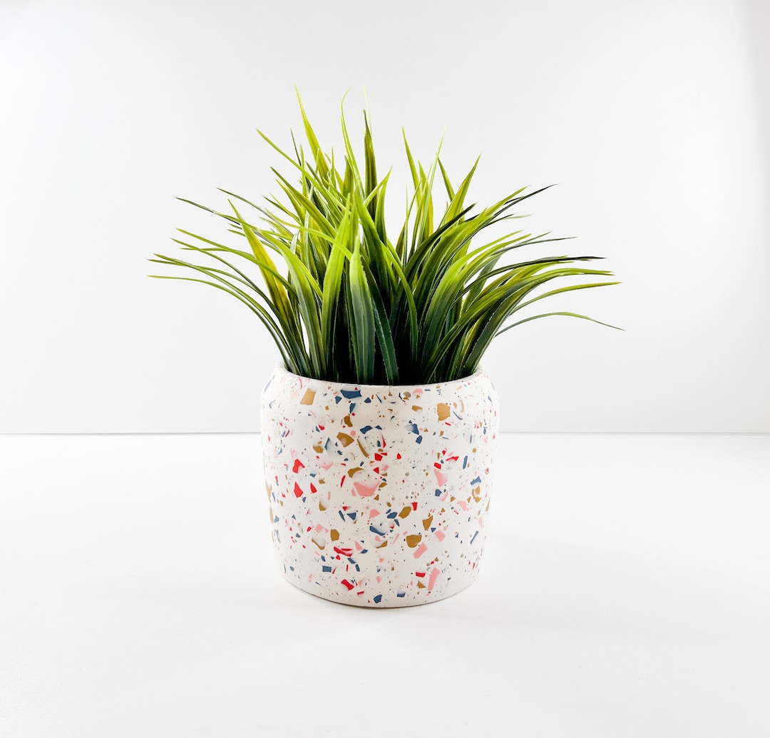 Terrazzo Plant Pot Indoor Flower Pot Medium Flower Indoor Plant Pot ...