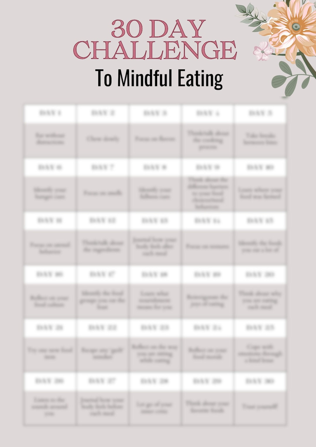 30-day Challenge to Mindful Eating - Etsy