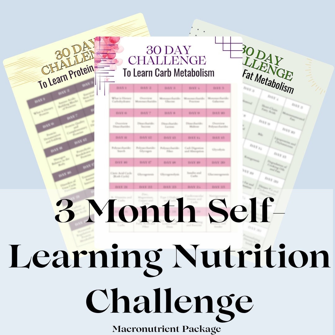 3 Month Self-learning Nutrition Challenge: Macronutrient Package - Etsy