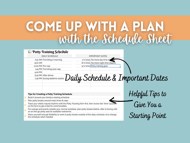 Potty Training Tracker | Google Sheets Template - Etsy