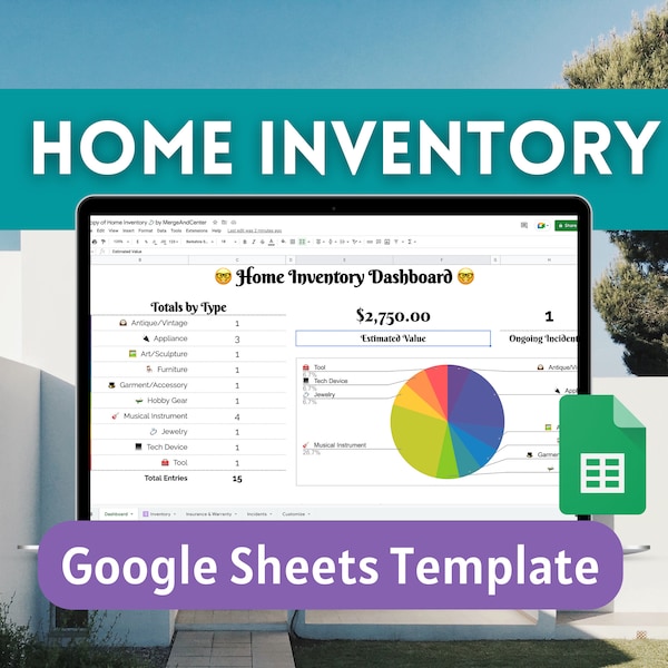 Home Inventory Template Google Sheets - Etsy