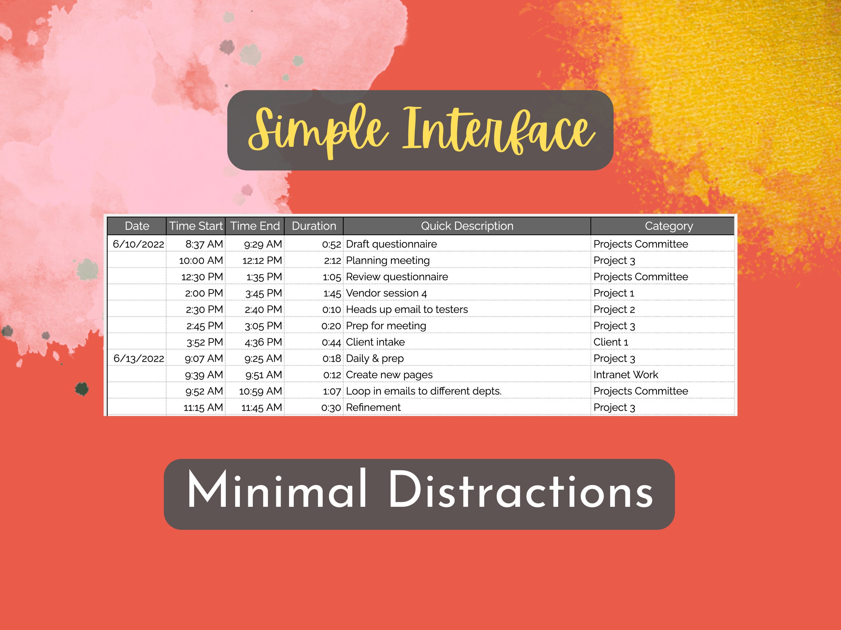 Simple Time Log | Google Sheets Template - Etsy