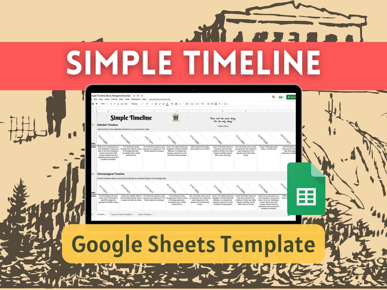 Simple Timeline | Google Sheets Template - Etsy