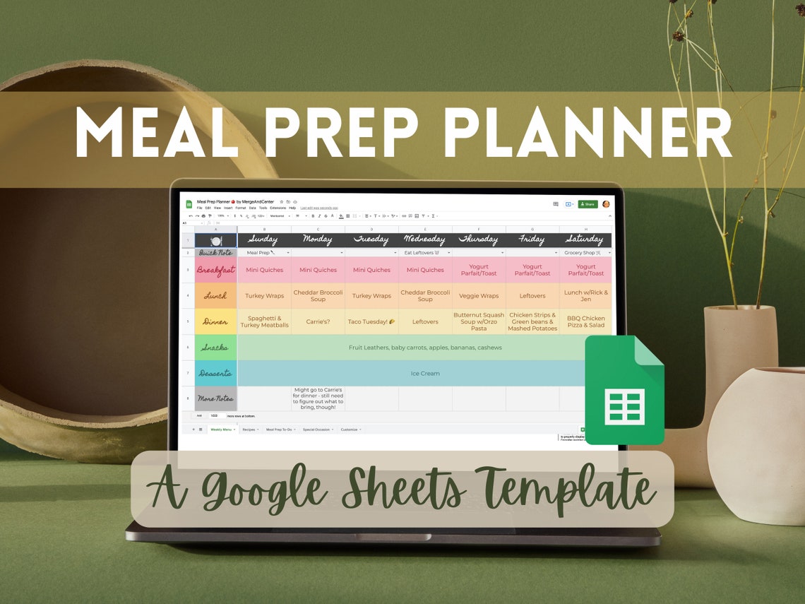 Meal Prep Planner Google Sheets Template - Etsy