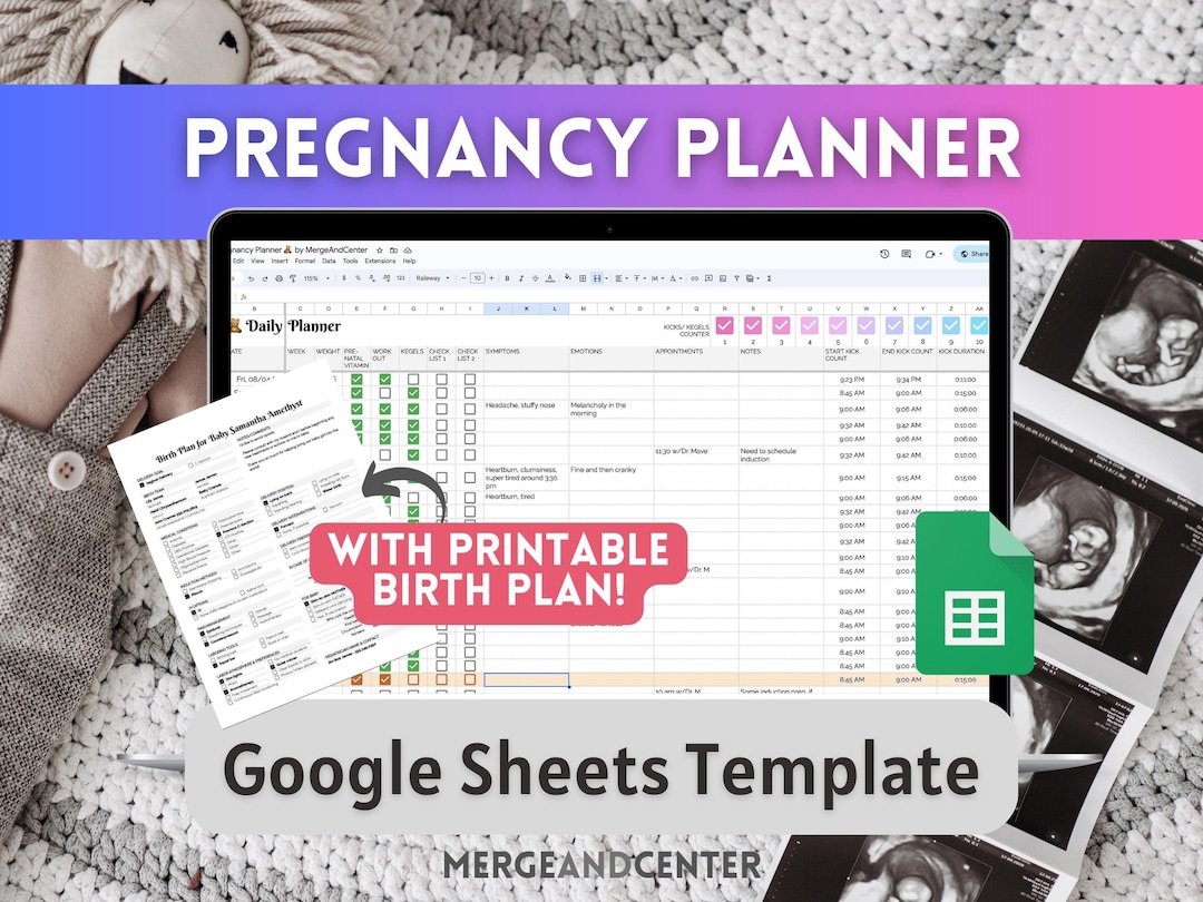 Pregnancy Planner | Google Sheets Template | Printable Birth Plan for ...