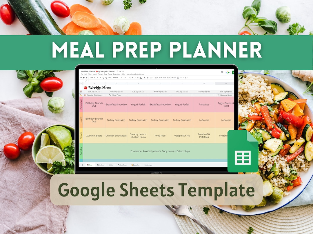 Meal Prep Planner | Google Sheets Template - Etsy