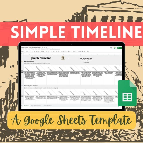 Simple Timeline Google Sheets Template - Etsy