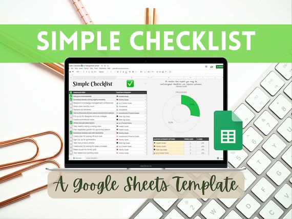 Simple Checklist Google Sheets Template - Etsy