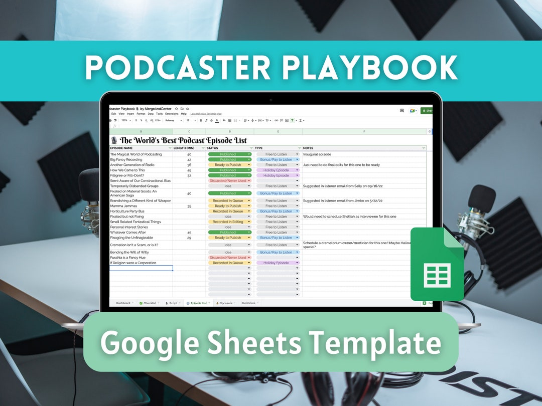 Podcaster Playbook | Google Sheets Template - Etsy