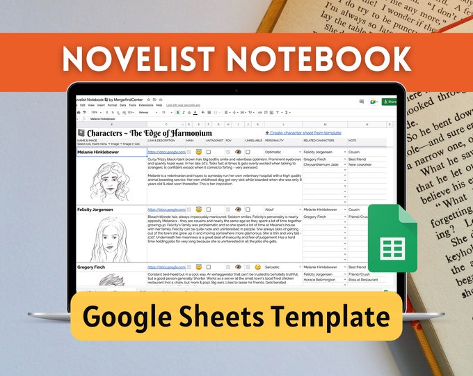 Fiction Spreadsheet / Google Sheets Fiction Planner / Digital ...