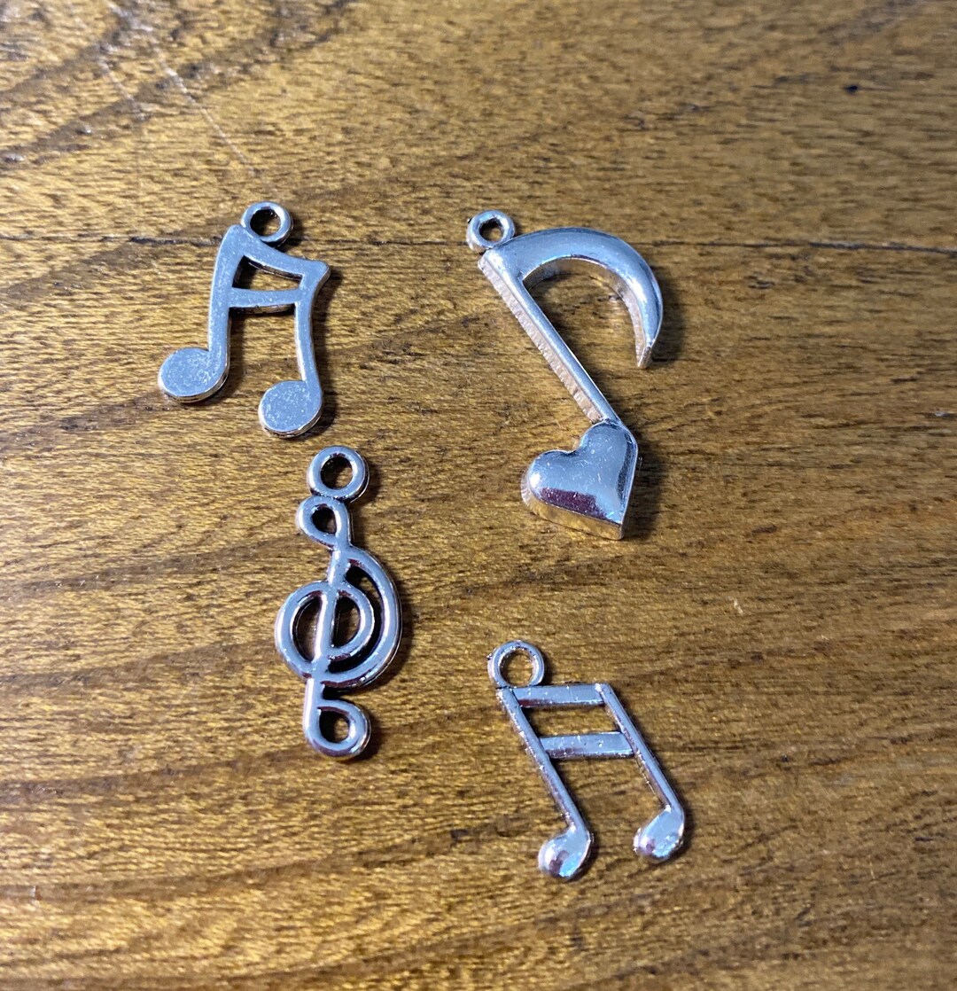Silver Music Note Charms - Etsy