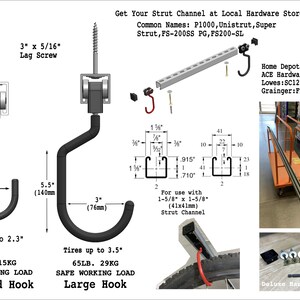 Bike Storage Rack Unistrut Channel Hooks - Etsy