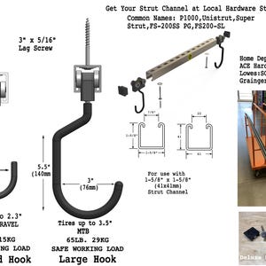 Bike Storage Rack - Unistrut Channel Hooks - Etsy