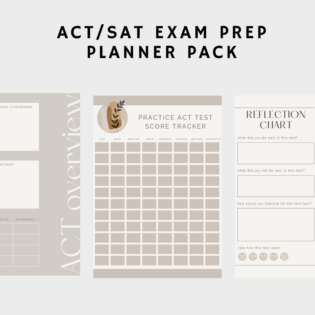 ACT & SAT Exam Prep Planner Pack Digital Printables, Study Prep ...