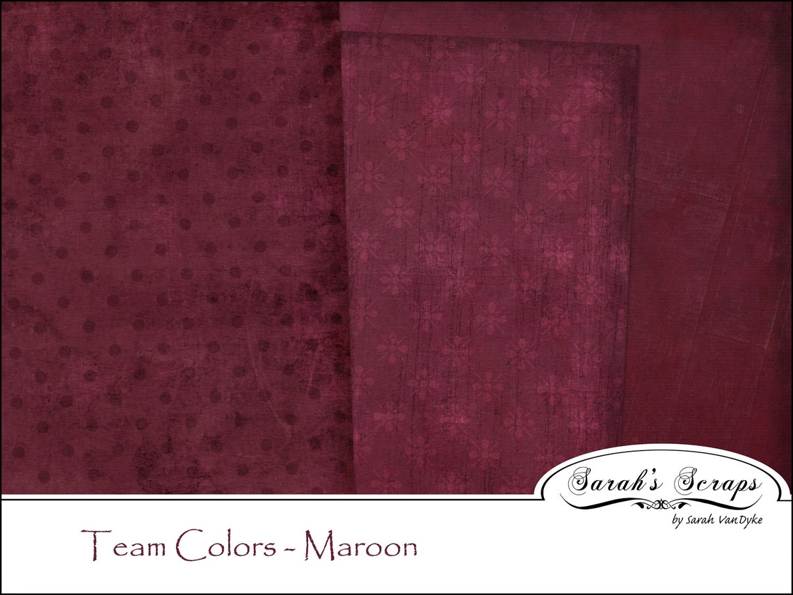 Team Colors - Maroon Digital Scrapbook Papers - Digital Scrapbooking - Etsy
