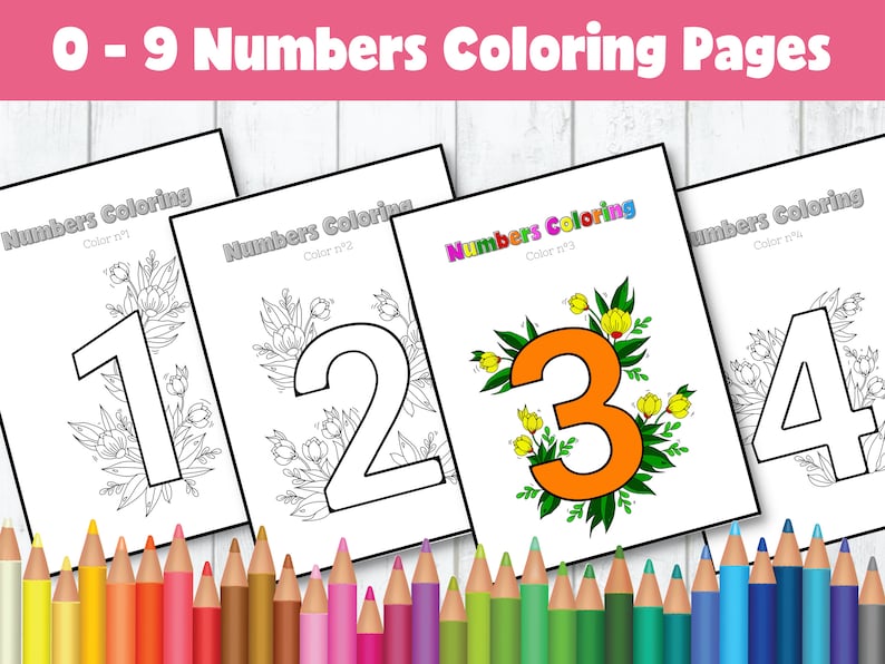 Numbers 0-9 Coloring Pages | Learn Numbers by Drawing for Kids ...