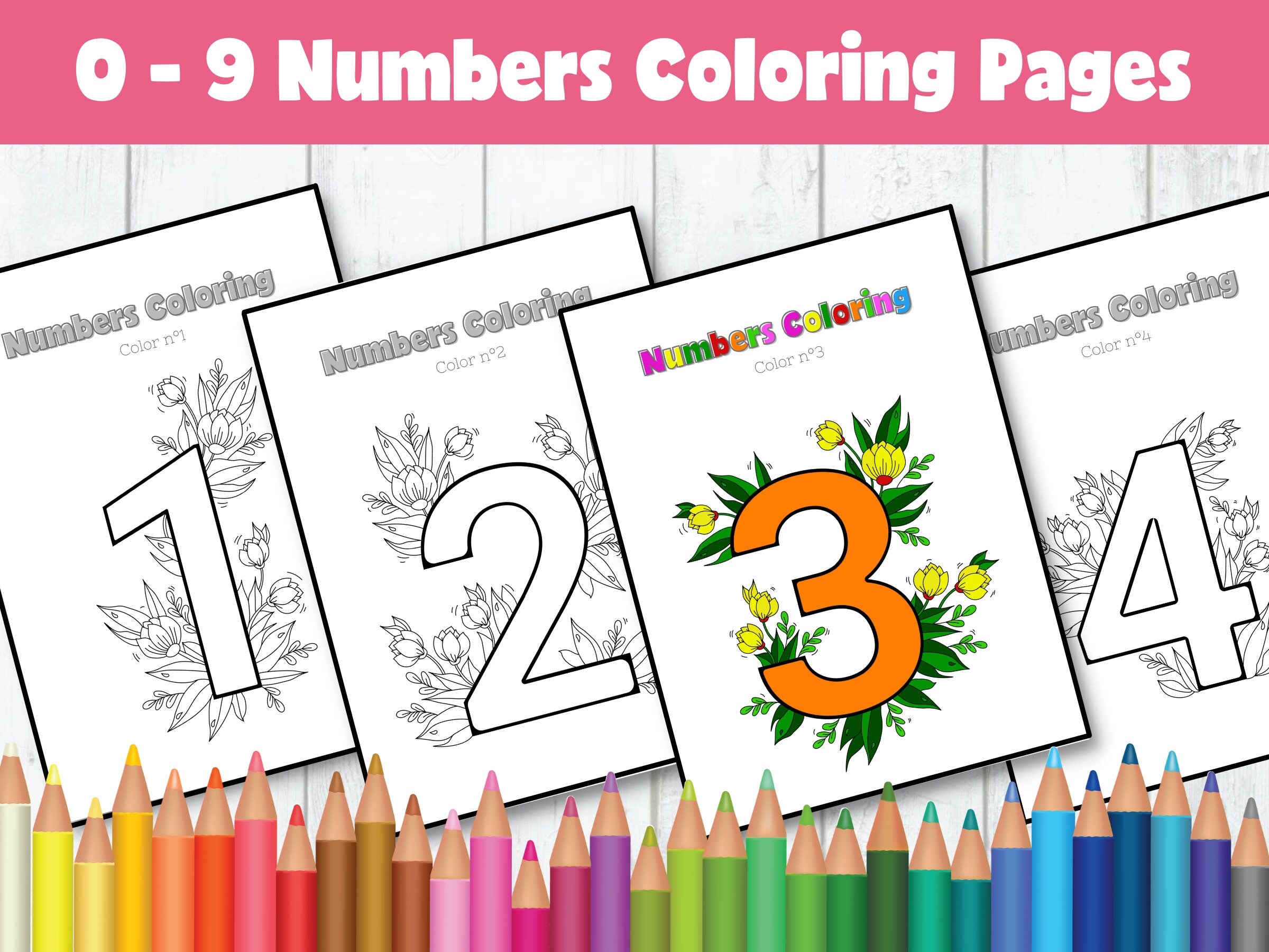 Numbers 0-9 Coloring Pages | Learn Numbers by Drawing for Kids ...