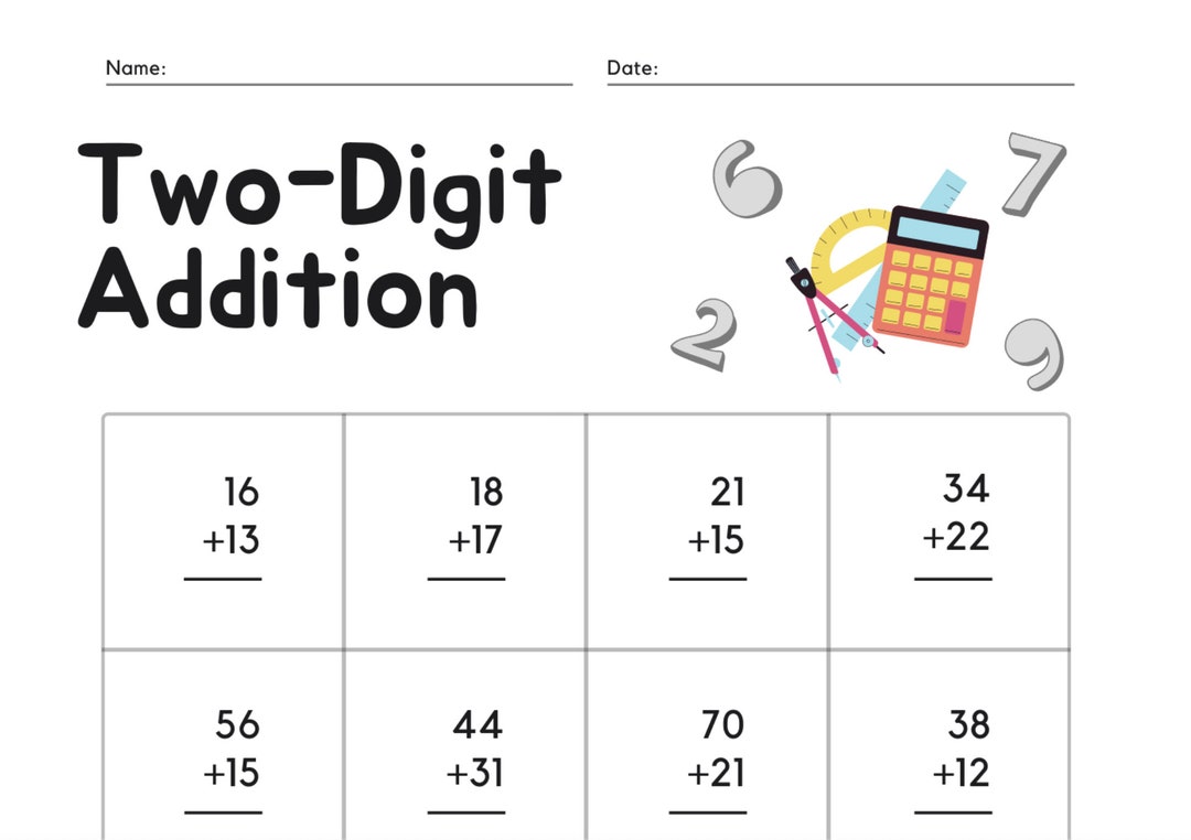 Two-digit Addition and Subtraction Worksheets - Etsy