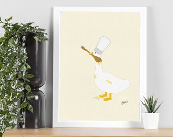 Silly Goose Wall Art, Cute Goose Poster, Beige Nursery Decor, Farm ...