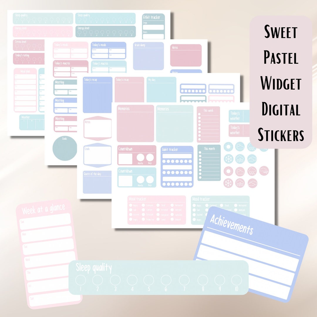 80+ Sweet Pastel Widget Digital Stickers, Daily Trackers, Essential ...