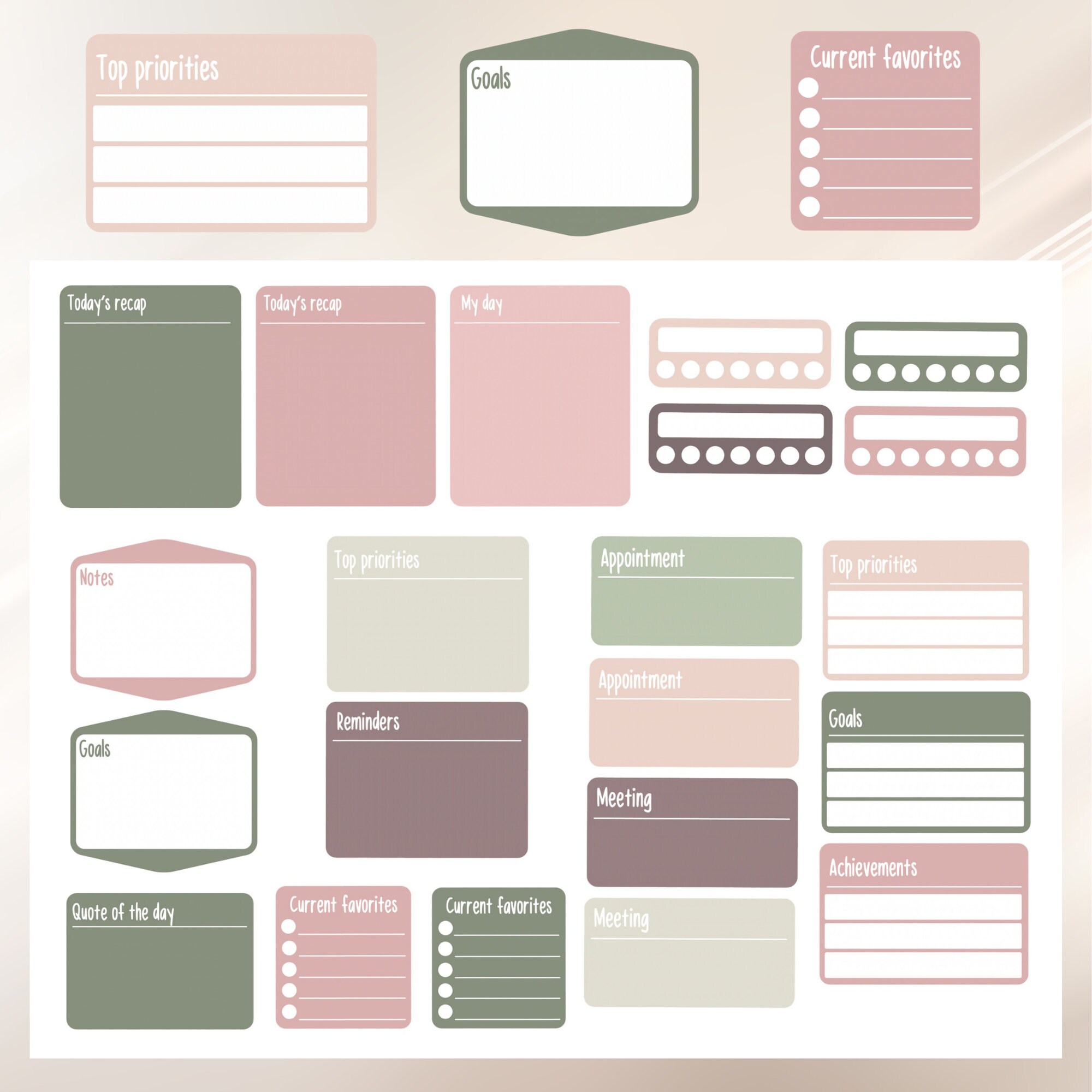80+ Green Pink Pastel Widget Digital Stickers, Daily Trackers ...