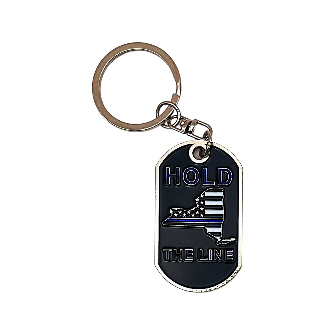 Hold the Line New York Thin Blue Line Dog Tag Style Keychain - Etsy