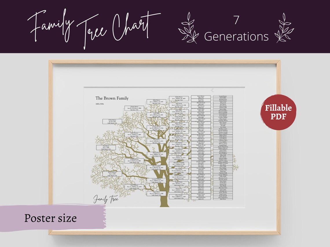 Family Tree Template Printable Fillable PDF Family Tree Chart 7 ...