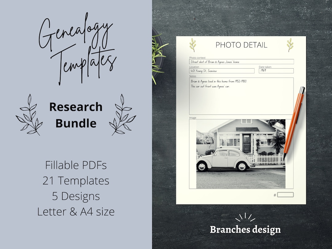Genealogy Research Templates Digital Printable | Genealogy Research ...