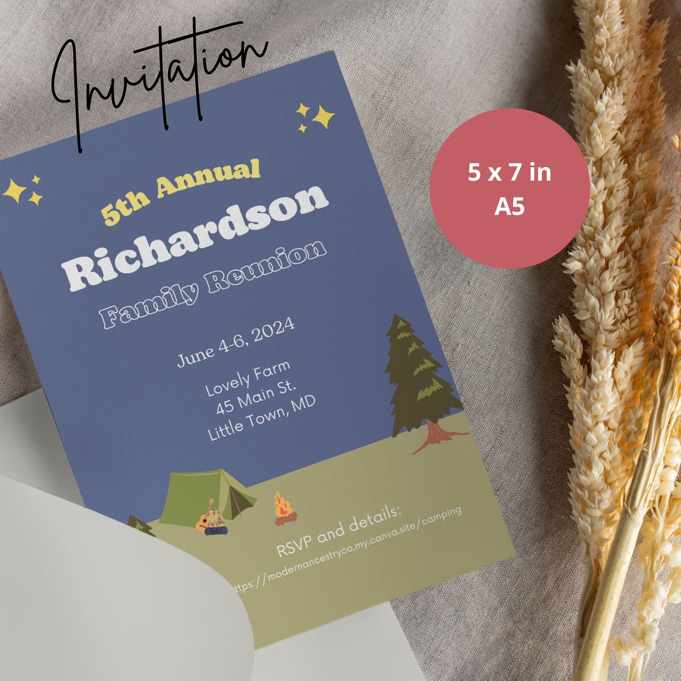 Family Reunion Invitation Template, Outdoor Camping | Event Invitation ...