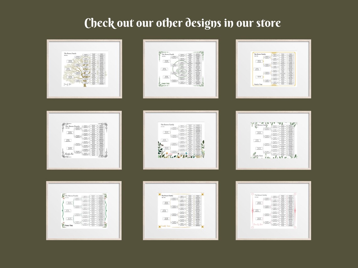 Family Tree Chart 6 Generations Digital & Printable PDF - Etsy
