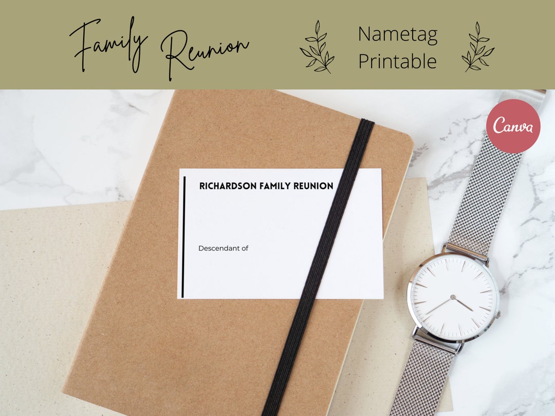 Family Reunion Name Tag Template, Minimalist Event Name Tag Template ...