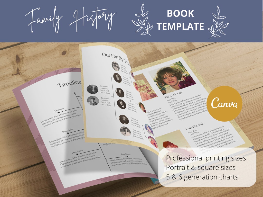 Family History Book Template Canva - Pastel | Customizable Family Album ...