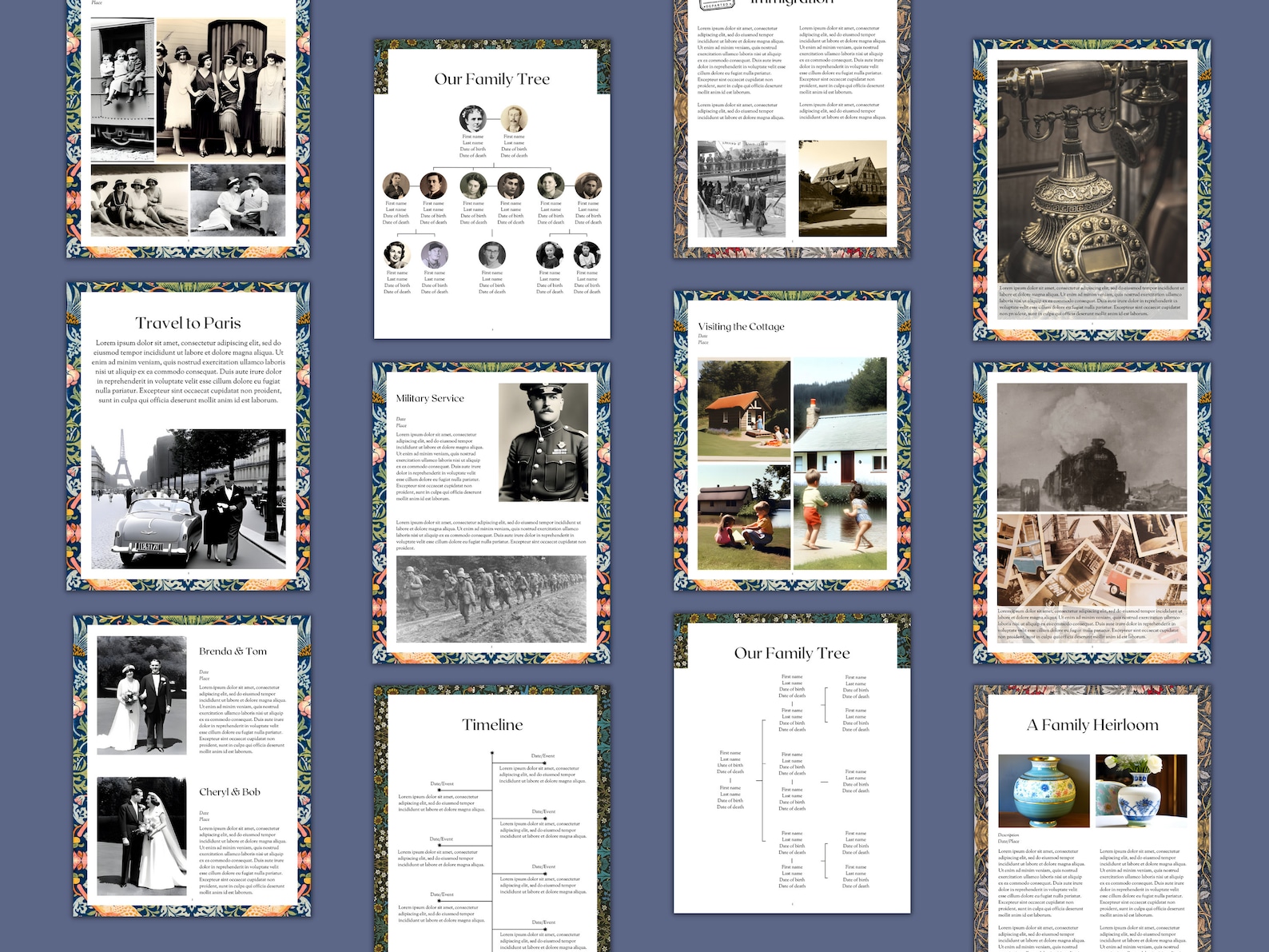 Family History Book Template Canva - William Morris | Customizable ...