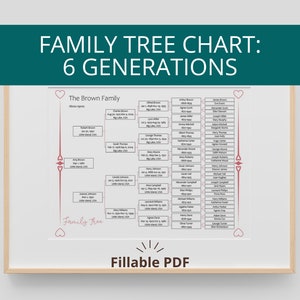 Family Tree Chart 6 Generations Digital & Printable PDF - Etsy