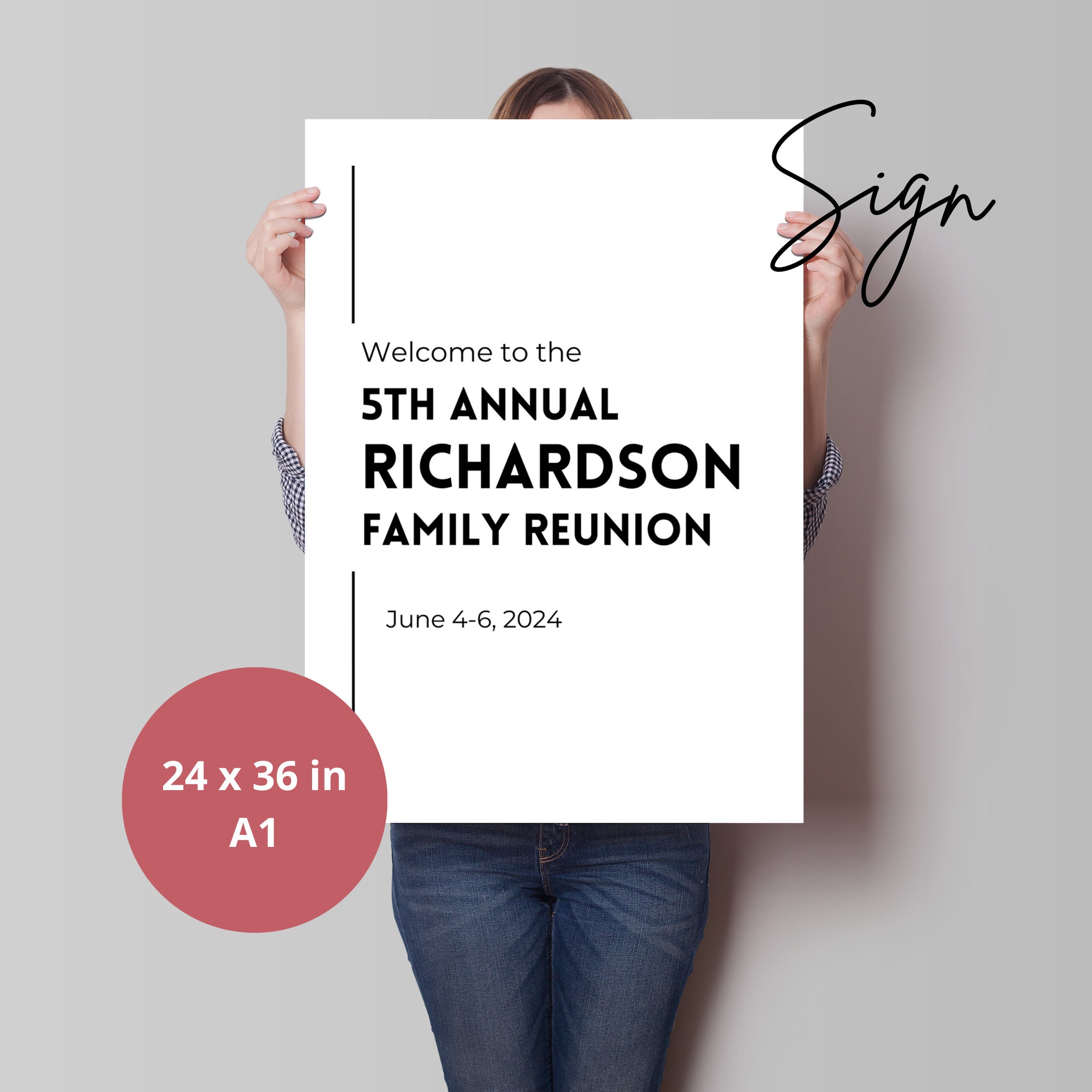 Family Reunion Sign Template, Minimalist | Welcome Event Sign Template ...