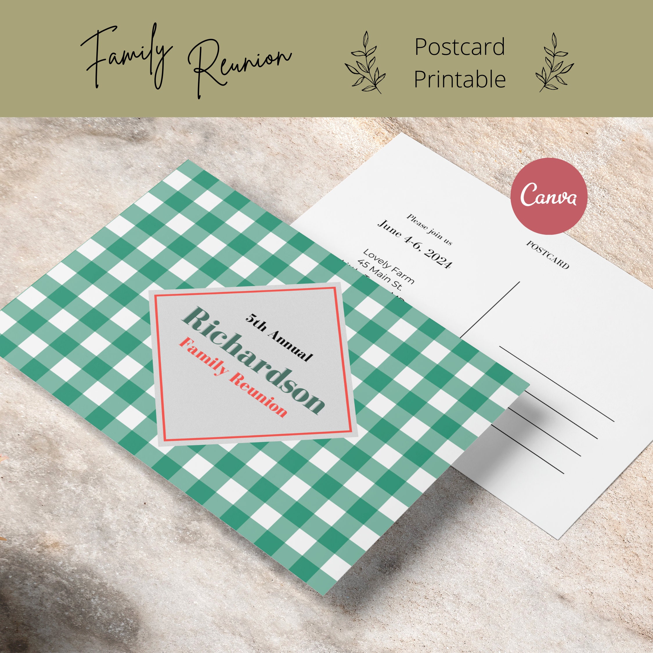 Family Reunion Postcard Template, Outdoor Picnic Event Postcard ...