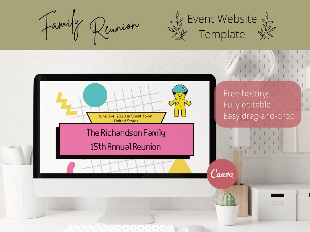 Family Reunion Website Template 80s 90s in Person Event - Etsy