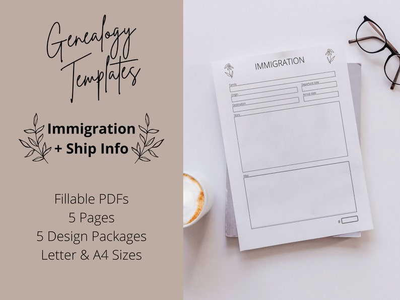 Immigration Ship Details Genealogy Research Digital Printable Fillable ...